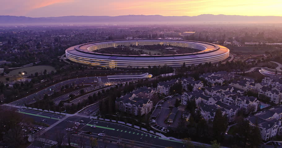 Aerial Drone of Apple Campus Stock Footage Video (100% Royalty-free ...