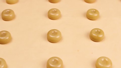 Sweet Caramel Candys On Pastel Yellow Stock Footage Video (100% Royalty ...