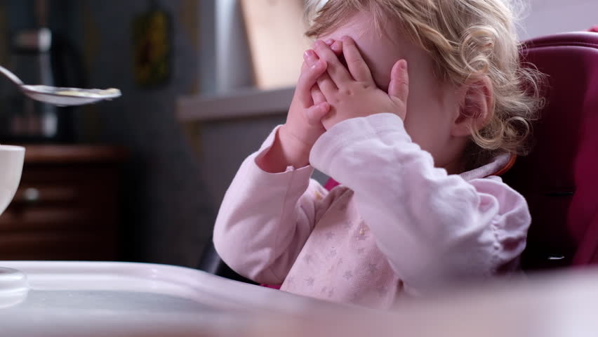 Toddler Girl Refusing to Eat Stock Footage Video (100% Royalty-free ...