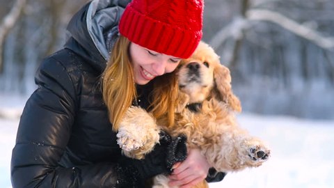 Young Girl Hug Her Cocker Spaniel Stock Footage Video (100% Royalty ...