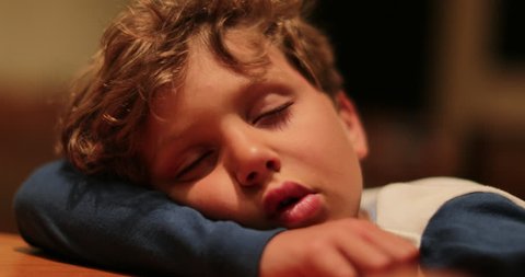 Closeup Drooling Sleepy Child Slouched On Stock Footage Video (100% ...