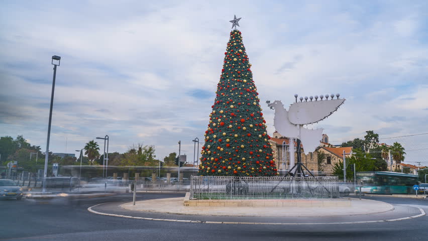 Christmas Tree at Haifa, Israel. Stock Footage Video (100% Royalty-free ...
