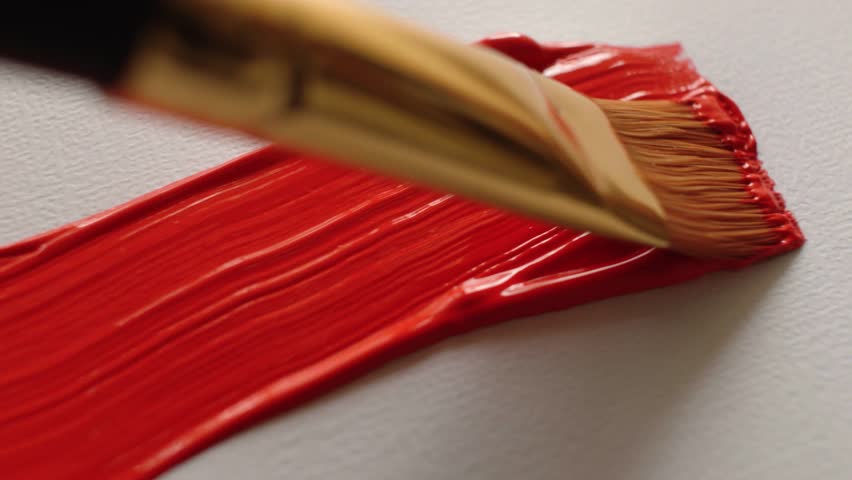 Paintbrush Moves Across Canvas Leaving Stock Footage Video (100% ...