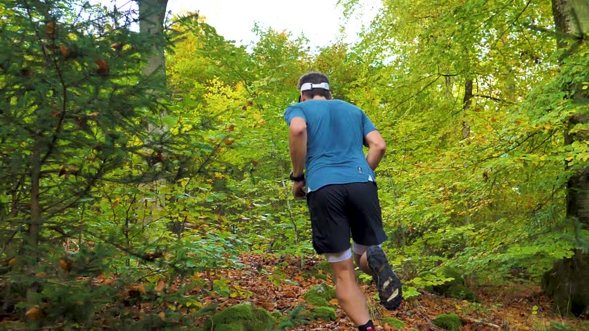 Man Running Uphill in Autumn Stock Footage Video (100% Royalty-free ...