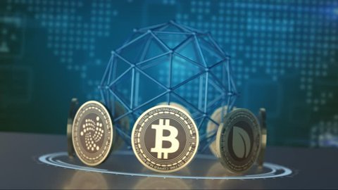 Crypto Currencies Arranged Circle Wireframe Sphere Stock Footage Video ...