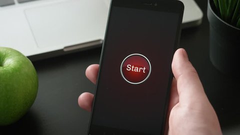 Pressing Start Button On Smartphone: video de stock (totalmente libre ...