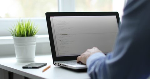 Programmer Working On Laptop Office Writing Stock Footage Video (100% ...