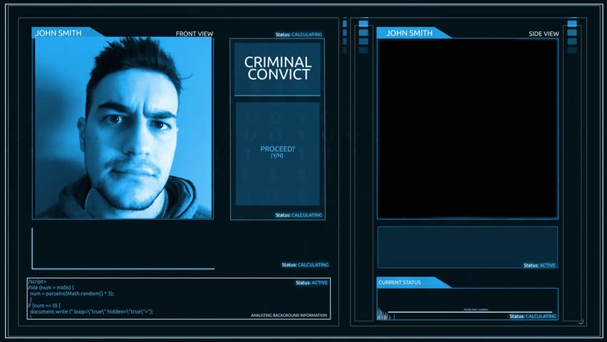 futuristic criminal convict profile interface corner Stock Footage ...