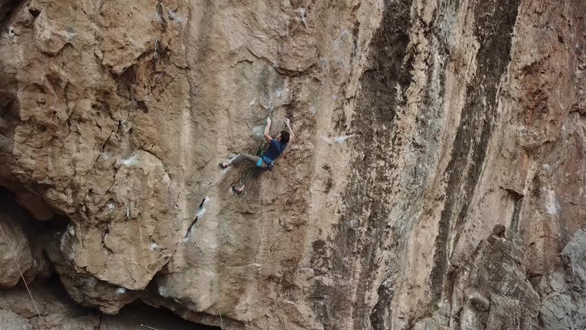 rock climber slipping off wall male Stock Footage Video (100% Royalty ...