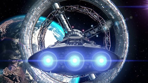 Spacecraft Flying Into Space Station Door Stock Footage Video (100% ...