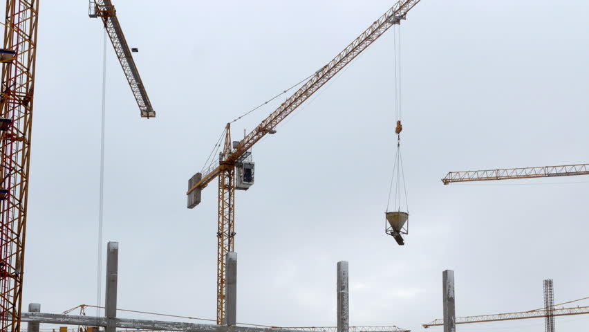 construction crane working tower building 4k Stock Footage Video (100% ...