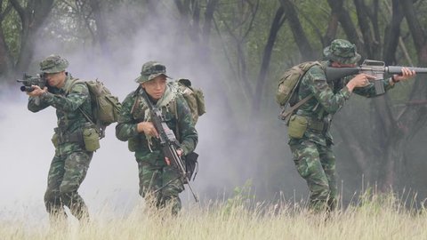 Squad Fully Equipped Armed Soldiers Moving Stock Footage Video (100% ...