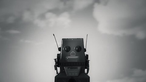 tin toy robot standing still front Stock Footage Video (100% Royalty ...