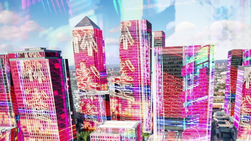 london docklands timelapse neon light display Stock Footage Video (100% ...