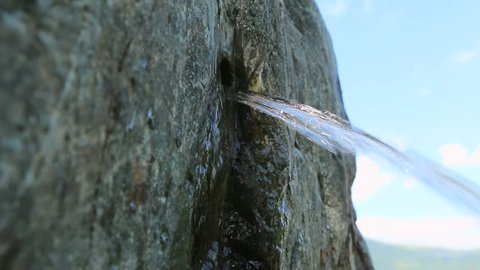 Water Comes Out Natural Stone Fountain Stock Footage Video (100% ...