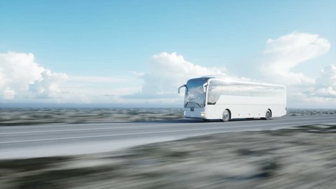 Tourist White Bus On Road Highway Stock Footage Video (100% Royalty ...