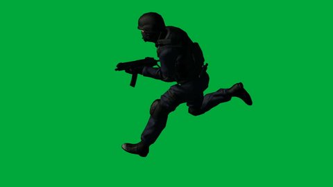 Swat Swat Man Running Sideways While Stock Footage Video (100% Royalty ...