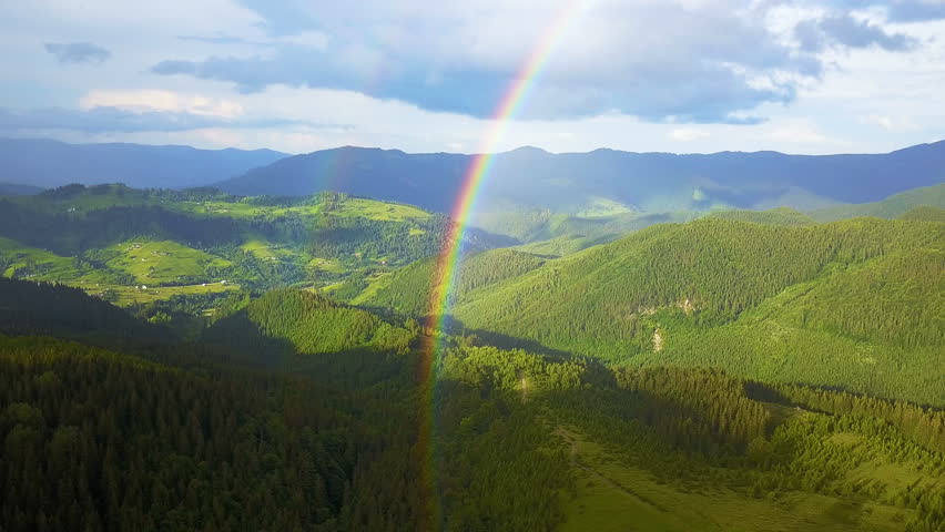 Aerial View of Rainbow in Stock Footage Video (100% Royalty-free ...