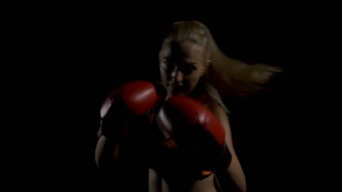 Young Female Kickboxer Shadow Boxing Exercise Stock Footage Video (100% ...