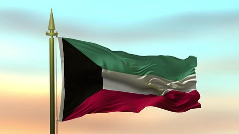 National Flag Kuwait Waving Wind Against Stock Footage Video (100% ...