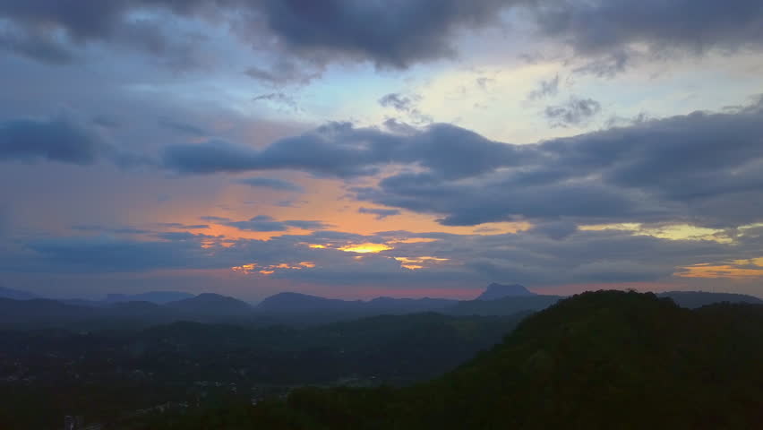 amazing sunset mountains kandy city drone Stock Footage Video (100% ...