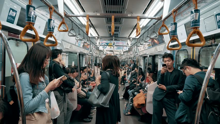 people inside subway wagon tokyo japan Stock Footage Video (100% ...