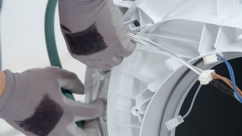 Man Trying Take Out Wires That Stock Footage Video (100% Royalty-free ...