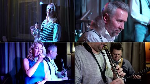 Multiscreen Montage Musicians Vocal Band Split Stock Footage Video (100 ...