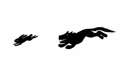 Wolf Chasing Rabbit Seamless Loop Animation Stock Footage Video (100% ...