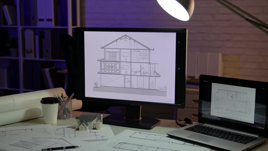 Computer of an Architects Working Stock Footage Video (100% Royalty ...