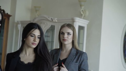 Three Rich Models Posing Smiling Brand Stock Footage Video (100% ...