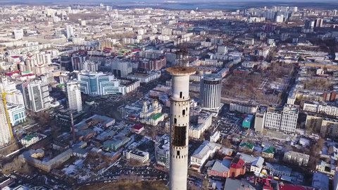 Closeup View Tv Tower Copter Flying Stock Footage Video (100% Royalty ...