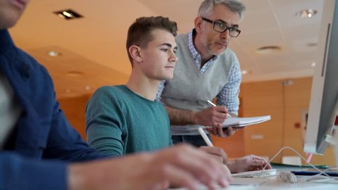 Teacher Controlling Students Work Class Stock Footage Video (100% ...