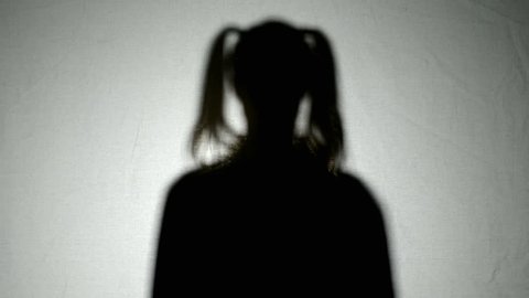 Silhouette Creepy Halloween Girl Ghost Pigtails Stock Footage Video ...