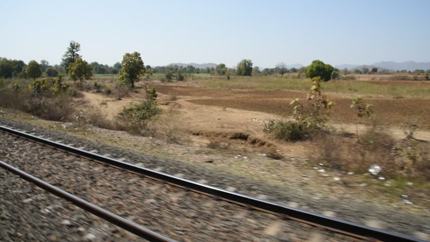 indian railway train track landscape Stock Footage Video (100% Royalty ...