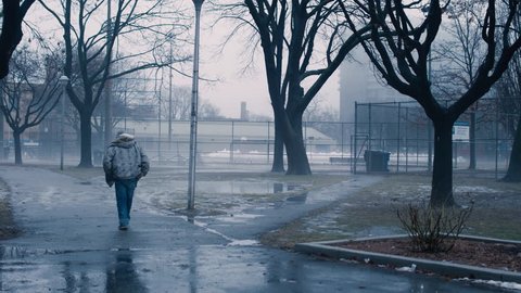 Pouring Rain On City Sidewalk Looking Stock Footage Video (100% Royalty ...