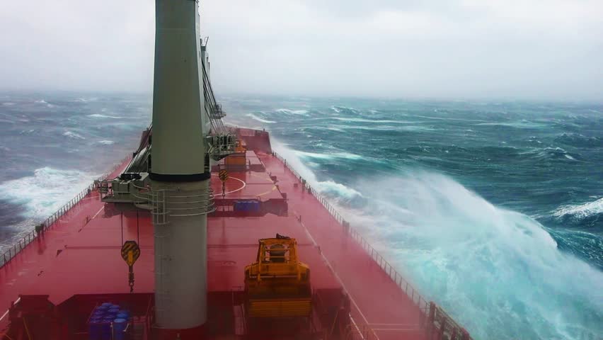 cargo ship sailing through violent storm Stock Footage Video (100% ...