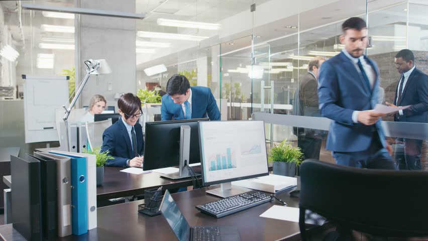 working day big corporate office diverse Stock Footage Video (100% ...
