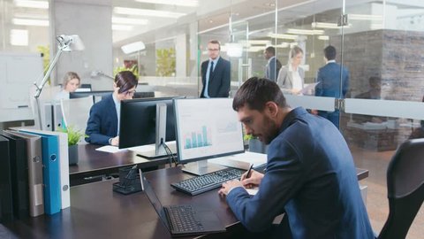 big office associate brings important news Stock Footage Video (100% ...