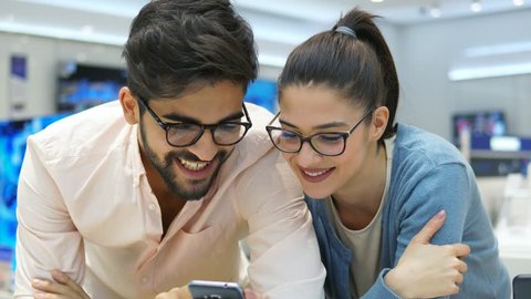 Lovely Couple Tech Store Looking New Stock Footage Video (100% Royalty ...
