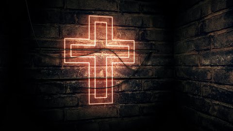 Christian Cross Neon Sign On Church Stock Footage Video (100% Royalty ...