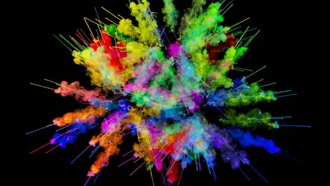 Firework Paint Explosion Colorful Powder Isolated Stock Footage Video ...