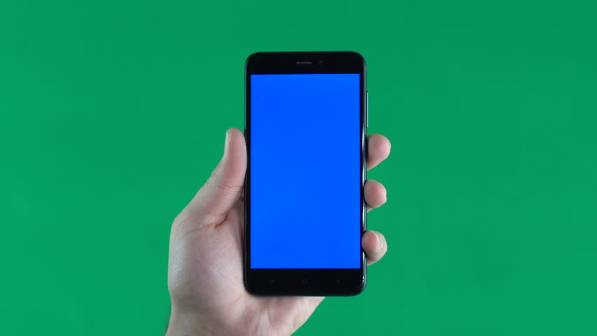 phone blue screen on hand isolated Stock Footage Video (100% Royalty ...