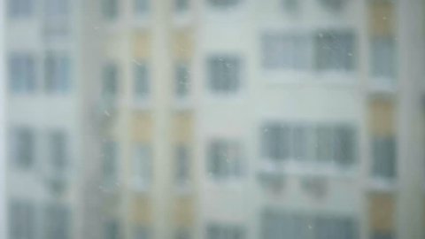 Closeup Snowy Blizzard Outside Window On Stock Footage Video (100% ...