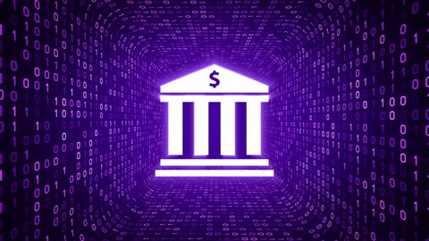 White Bank Icon Form Purple Binary Stock Footage Video (100% Royalty ...