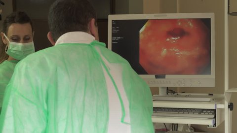 Gastroscopy Examination Gastroenterologist Controls Probe Micro Stock ...