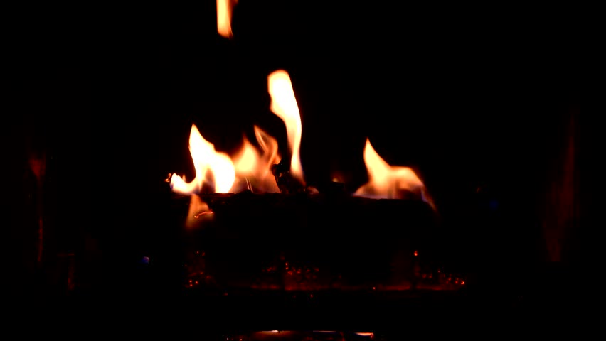 fire dying down fireplace set against Stock Footage Video (100% Royalty ...