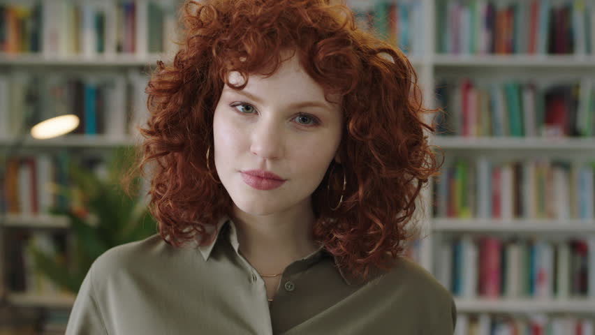 Portrait of Lovely Young Librarian Stock Footage Video (100% Royalty ...