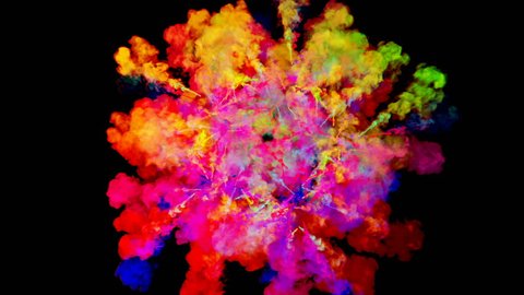 Firework Paint Explosion Colorful Powder Isolated Stock Footage Video ...