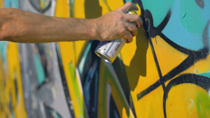 artist's right hand painting yellow letter Stock Footage Video (100% ...